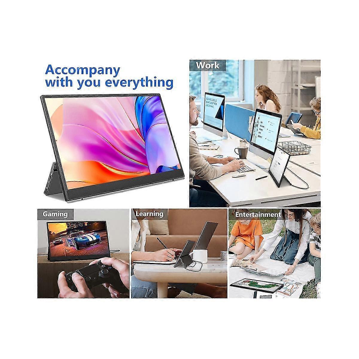 Portable Monitor 14.1 Inch 1080p Full Hd Laptop External Second Screen ...