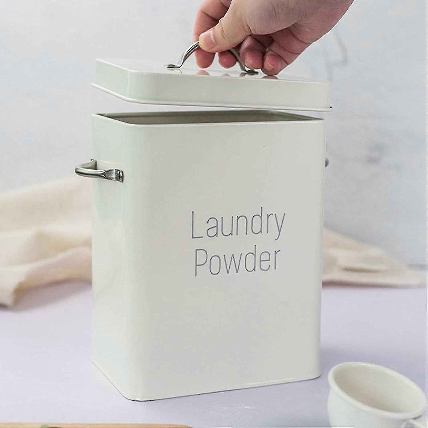 Laundry Powder Box With Spoon, 4l Laundry Powder Bucket, Metal Laundry ...