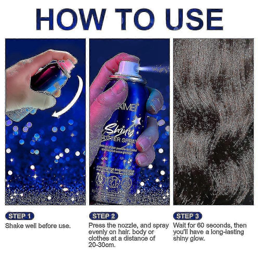 60ml Shiny Glitter Spray Glitter Spray For Body Hair Clothes Quick ...