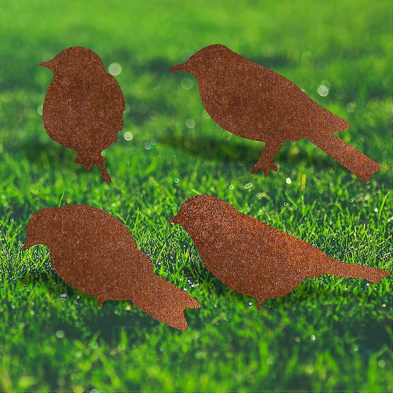Rusty Metal Garden Stake, 4pcs Rusty Birds With Screws, Rusty Metal ...