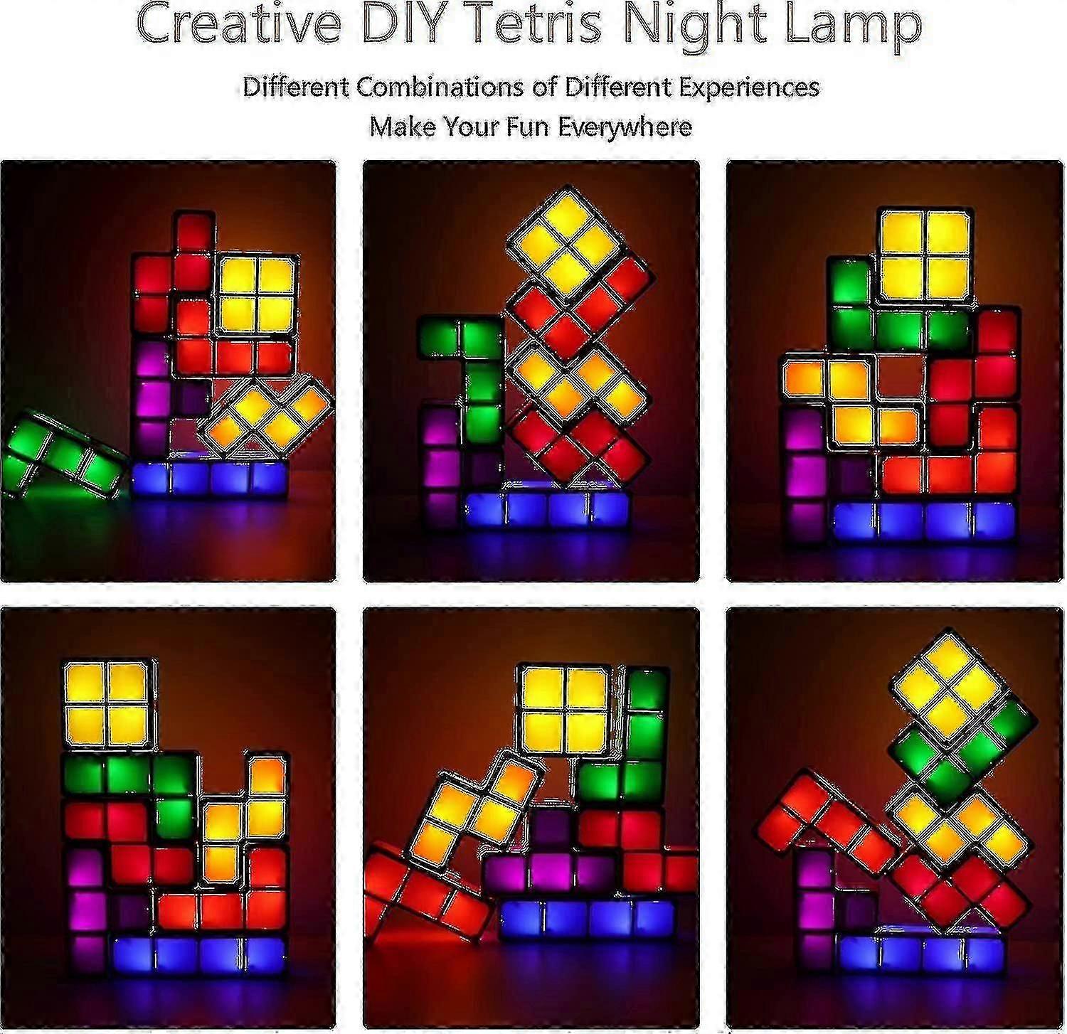 Tetris Stackable Night Light, 7 Pcs Diy Led 7 Colors 3d Puzzles ...