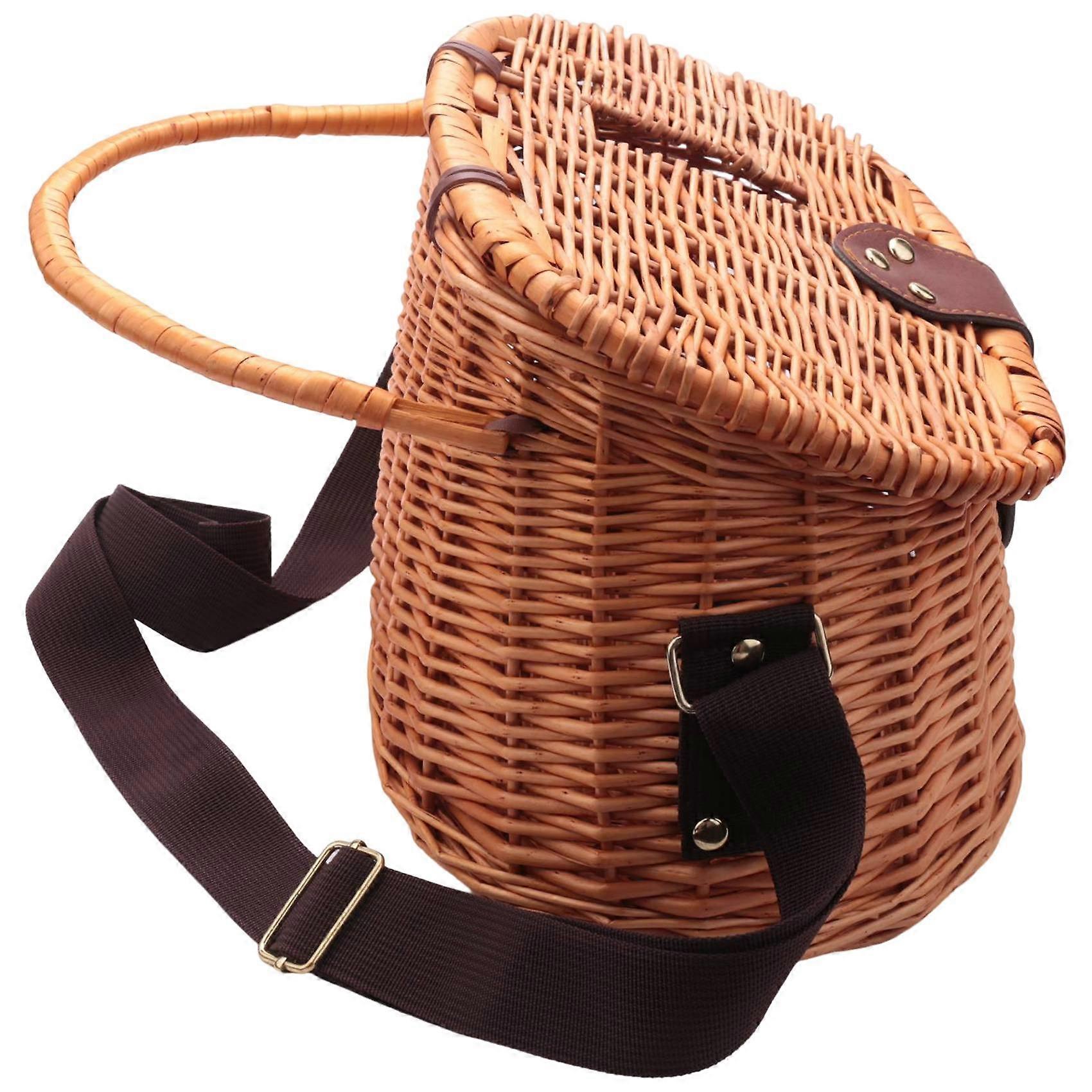 Wicker Basket Fishing Creel Trout Perch Cage Tackle Fisherman Box ...