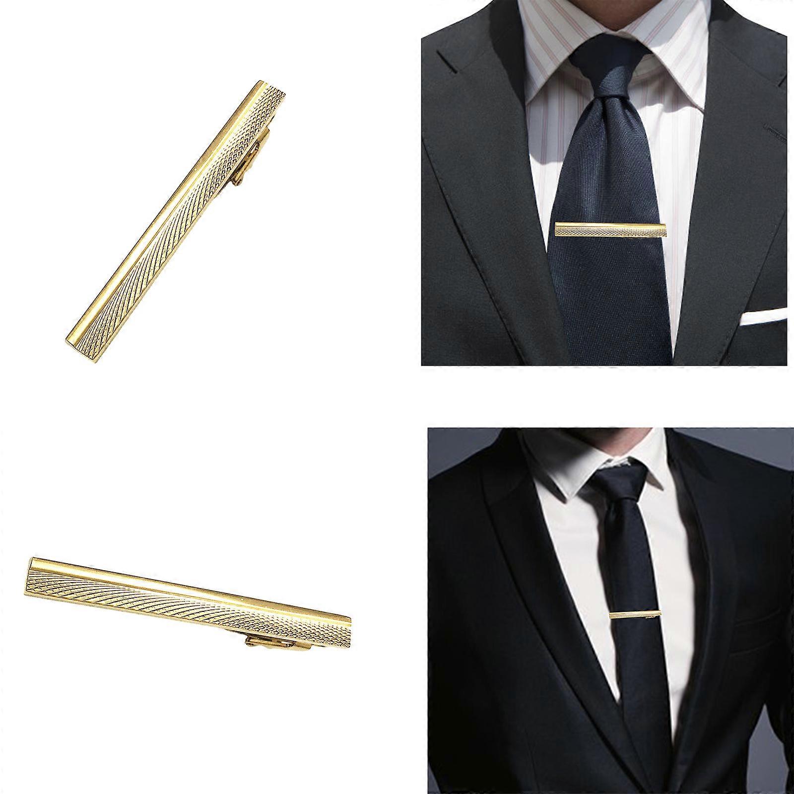 Tie Clip for Men Alloy Necktie Bar Wedding Party Engraved Brass Gold ...