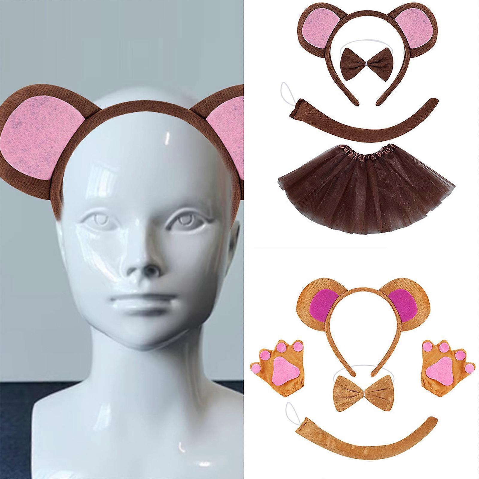 Monkey Costume Set with Monkey Tail Bowtie Glove and Headband Halloween ...