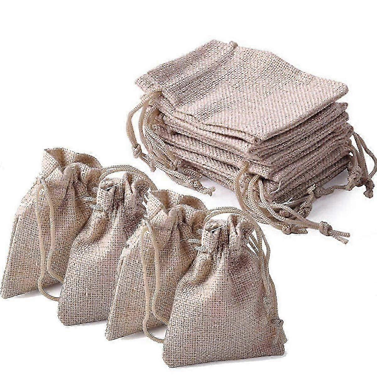 10pcs Burlap Bags Drawstring Pouch Gunny Sack Bag With Natural Jute Drawstring Burlap Jute ...