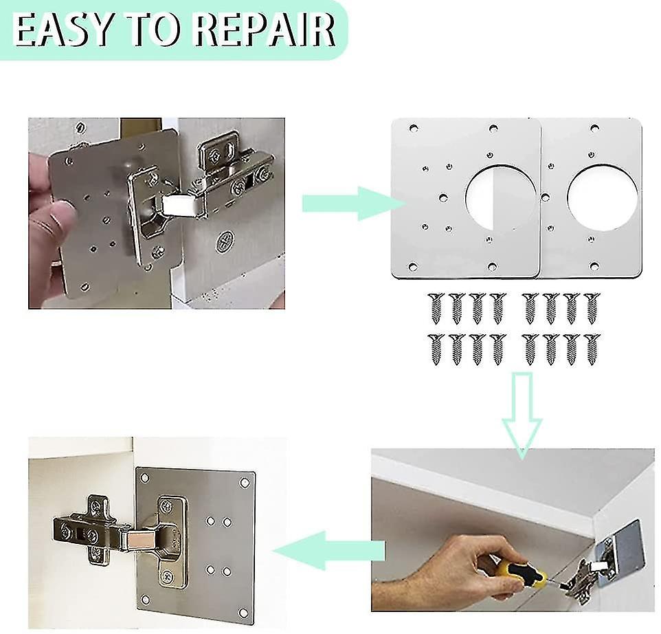 4 Pcs Cabinet Hinge Repair Brackets, Hinge Repair Plate With 24 Screws, Furniture Hinge Repair ...
