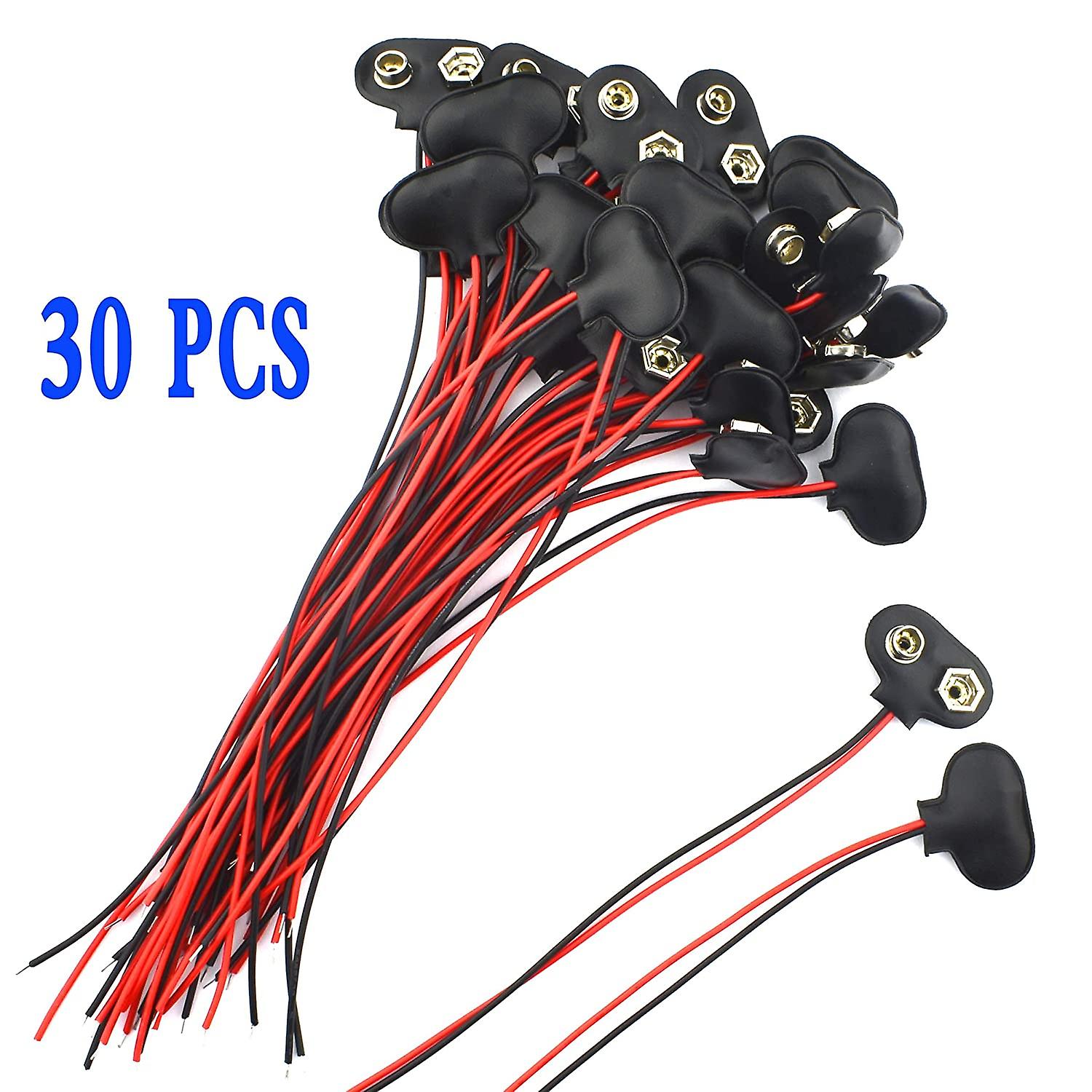 30 Pack 9 Volt Battery Clip Connector Battery Snap Wire Connectors (30 ...