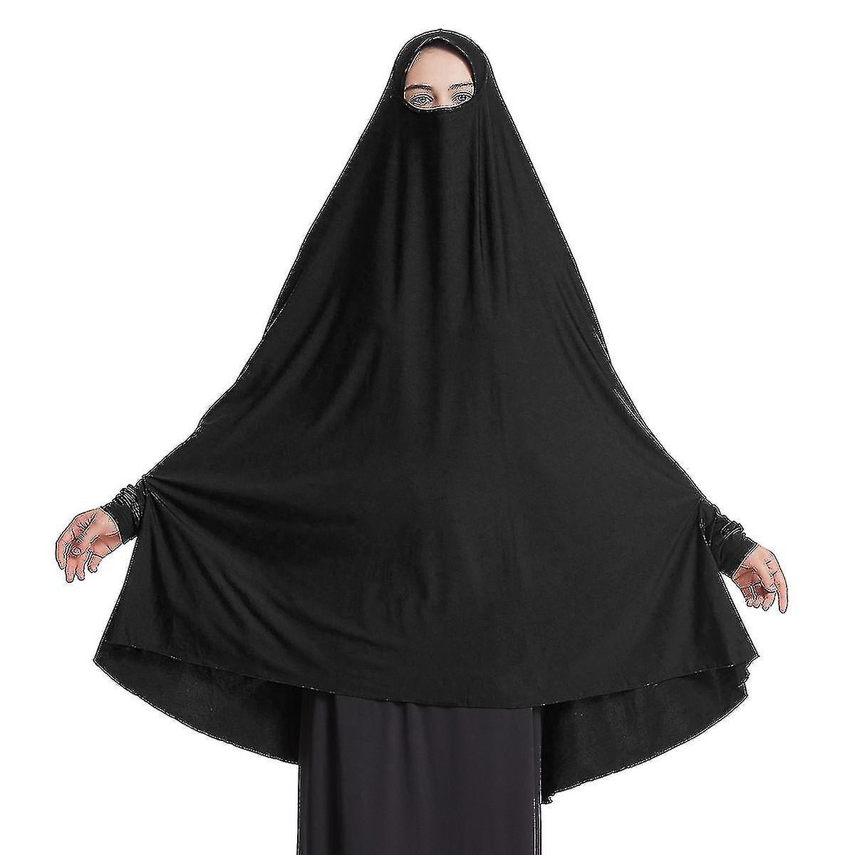 Muslim Women Plain Hijab Robe Arabic Full Wrap Burqa Full Cover Islamic ...
