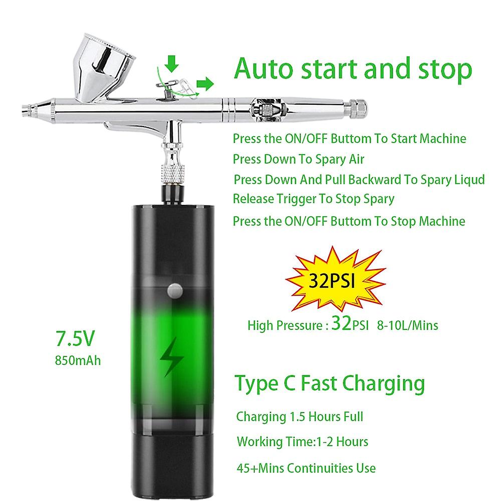 Airbrush Kit Wireless Portable Air Brush With Compressor Handheld Spray ...