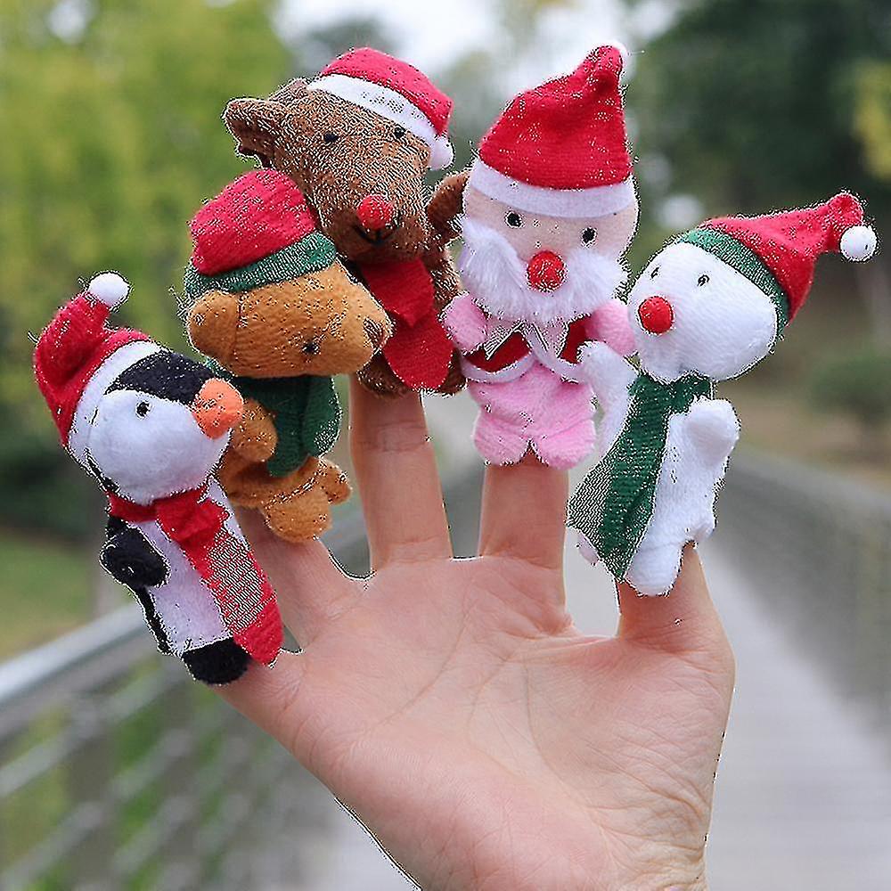 5 Soft Stuffed Finger Puppets Santa Claus Set - Cute Christmas Toys For ...