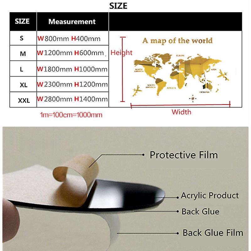World Map Wall 3d Acrylic Wall Stickers Three-dimensional Mirror ...