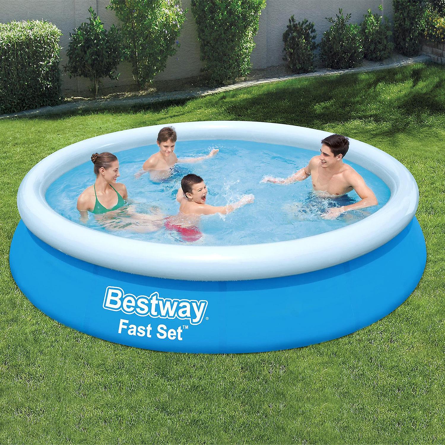 Bestway Fast Set Swimming Pool Above Ground Blue Inflatable 12ft x 30 ...