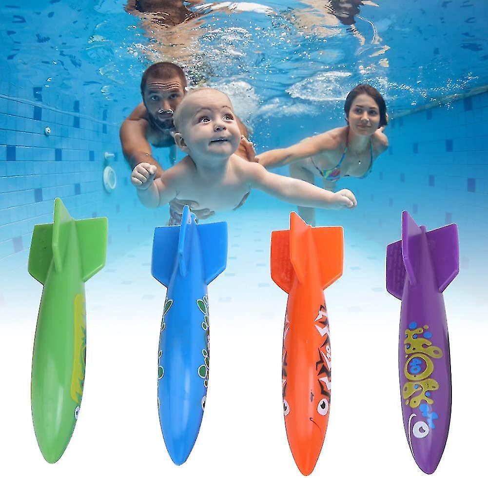 4Pcs Sinking Dive Torpedo Pool Toys PVC Underwater Rocket Throwing ...