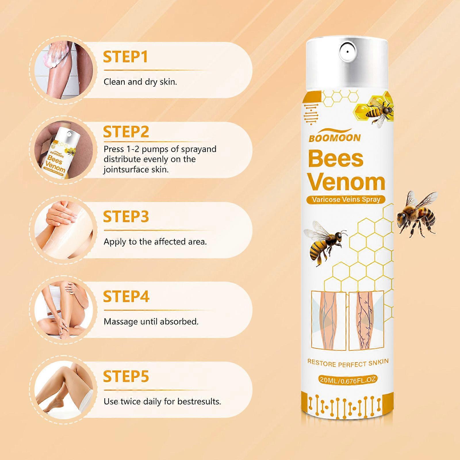 Bee Venom Vein Spray, Bee Venom Anti-Varicose Spray, Soothes Skin Bulge ...