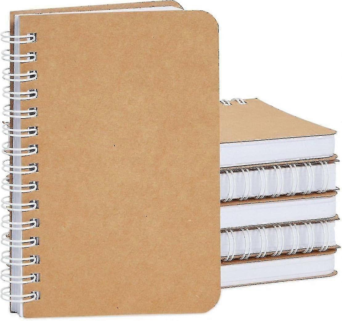 Mini Kraft Notebooks, Unlined A6 Spiral 90-sheet Plain Journal (3.5x5.5 ...