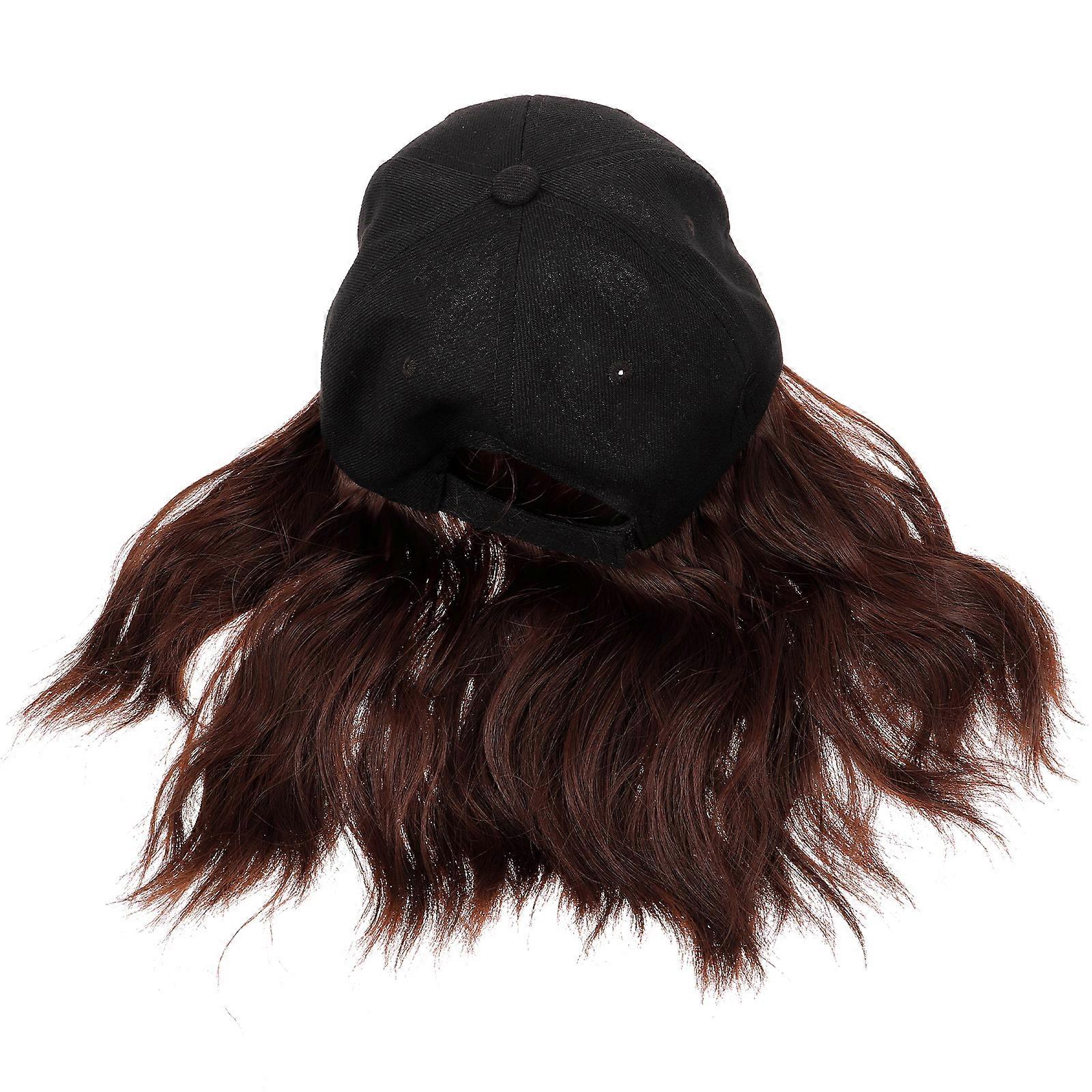 Baseball Cap with Hair Extension Wavy Curly Wig Synthetic Wave Wig Hat ...