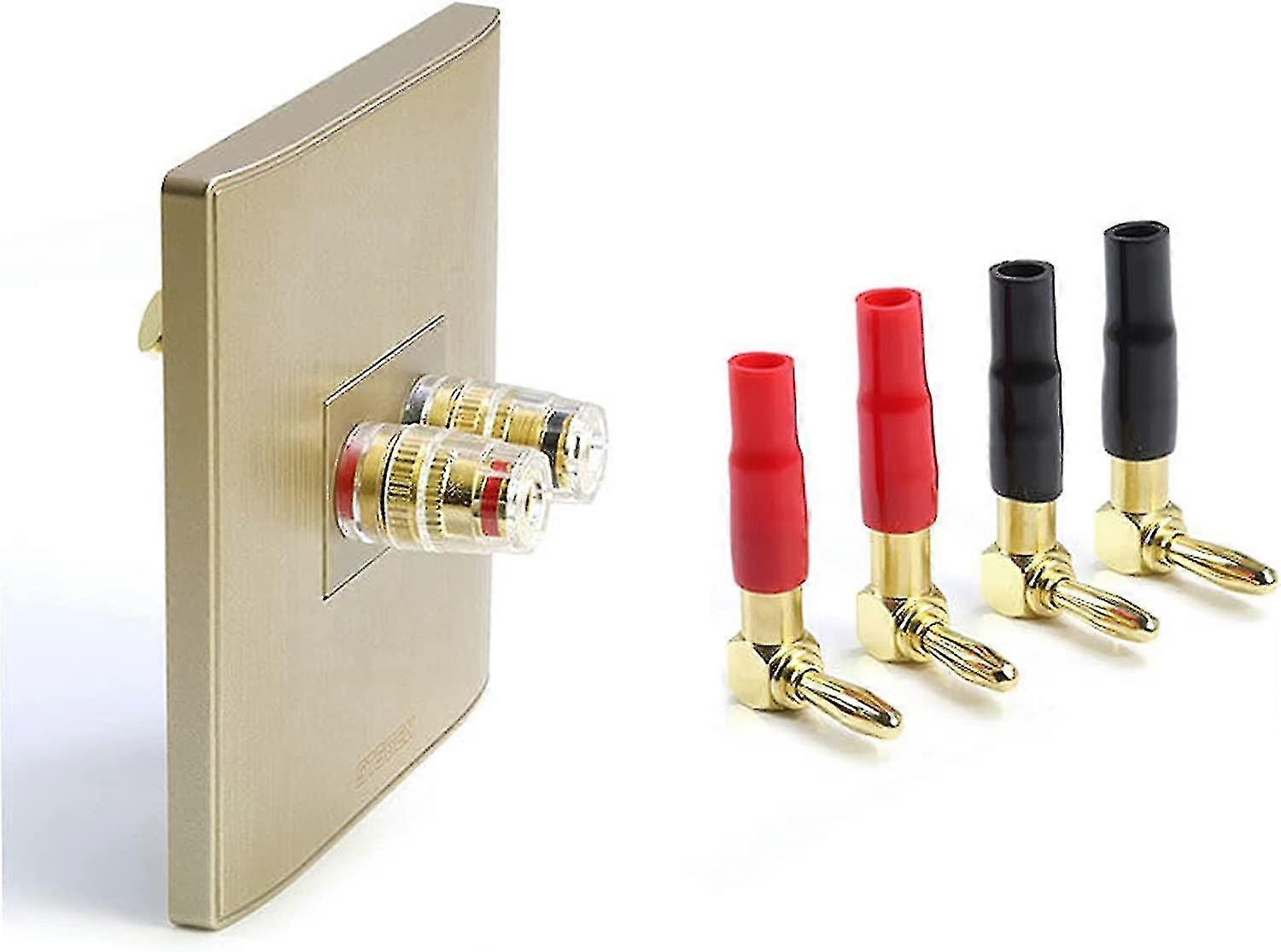 12 Pcs 90 Degree Banana Plugs, 4 Mm Pure Copper Gold Plated L Shape ...