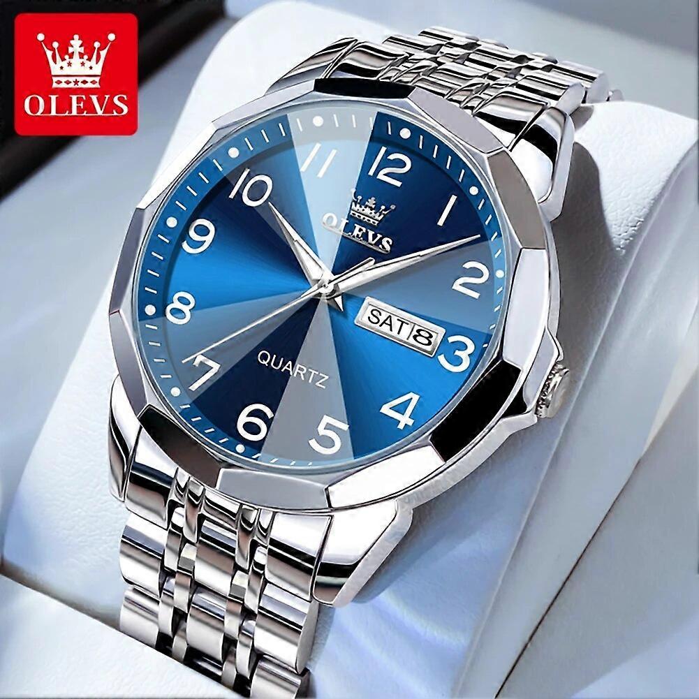 OLEVS Rhomboid Mirror Couple Watch Sets for Men Women Classics Luxury ...