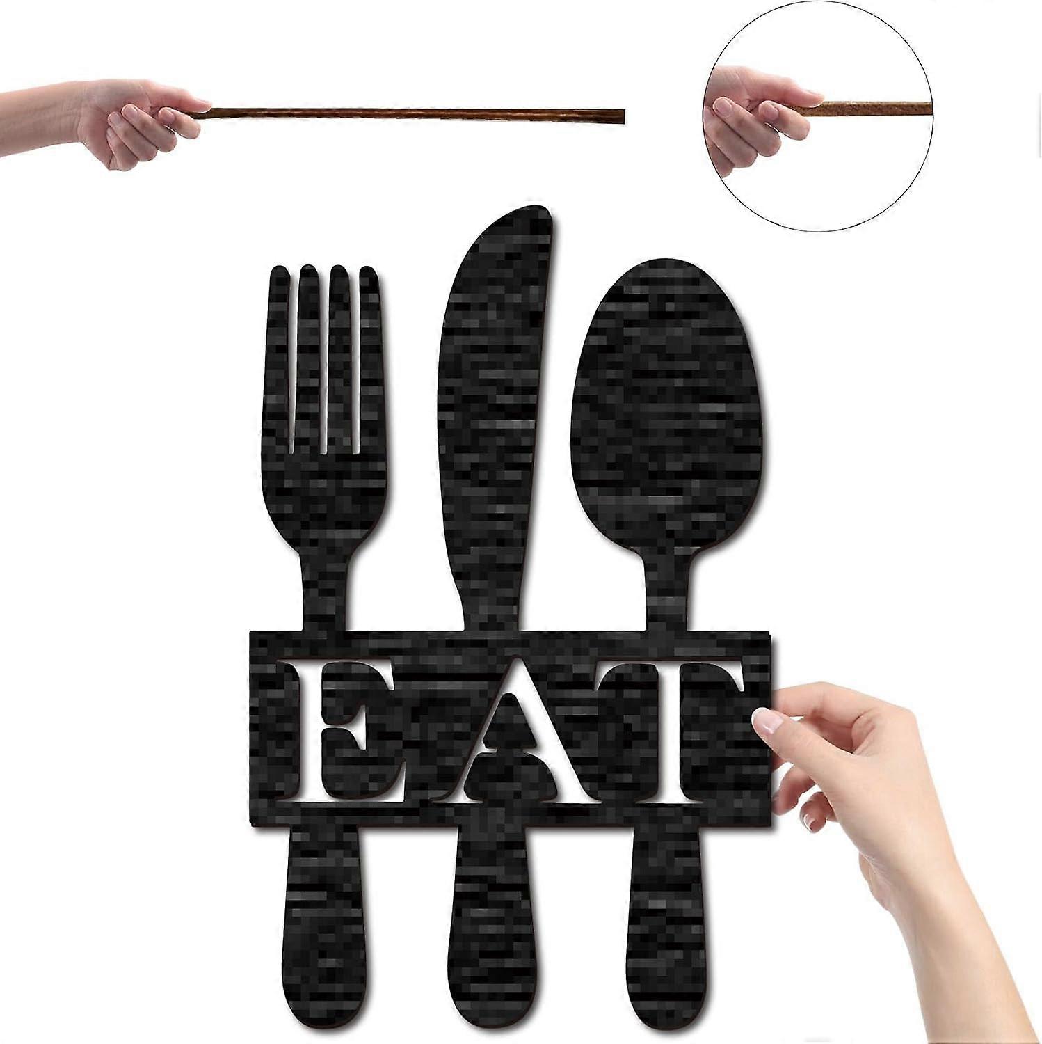 Word Eat Sign Laser Cut Wood Letter Sign Fork Spoon Wall Decor Cutouts ...