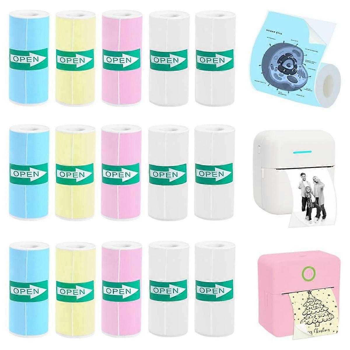 15 Rolls Thermal Sticker Paper for Mini Printer Sticker Maker, 9 ...