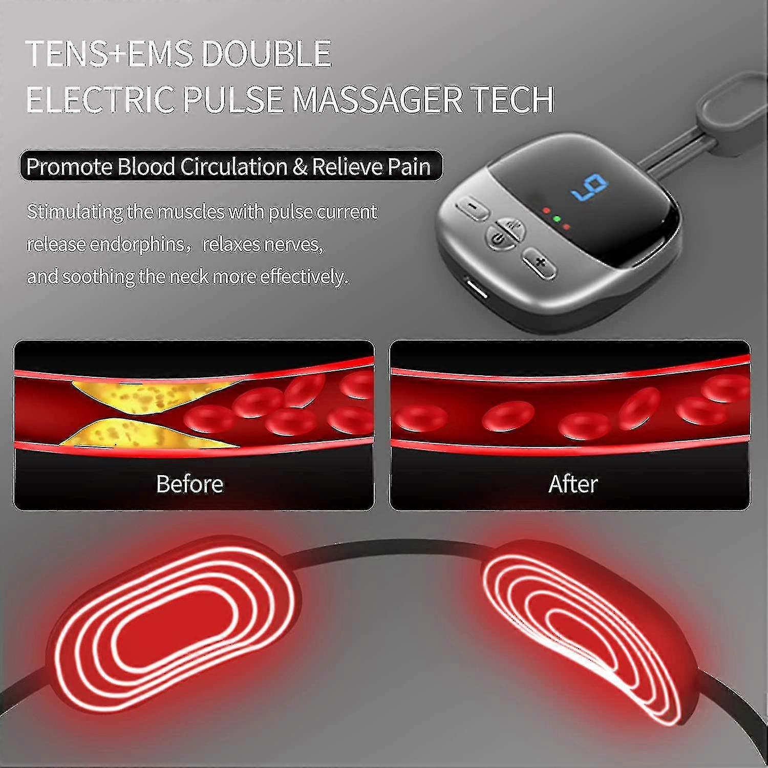 Ems Neck Acupoints Lymphvity Massager Device With Heating, Portable ...
