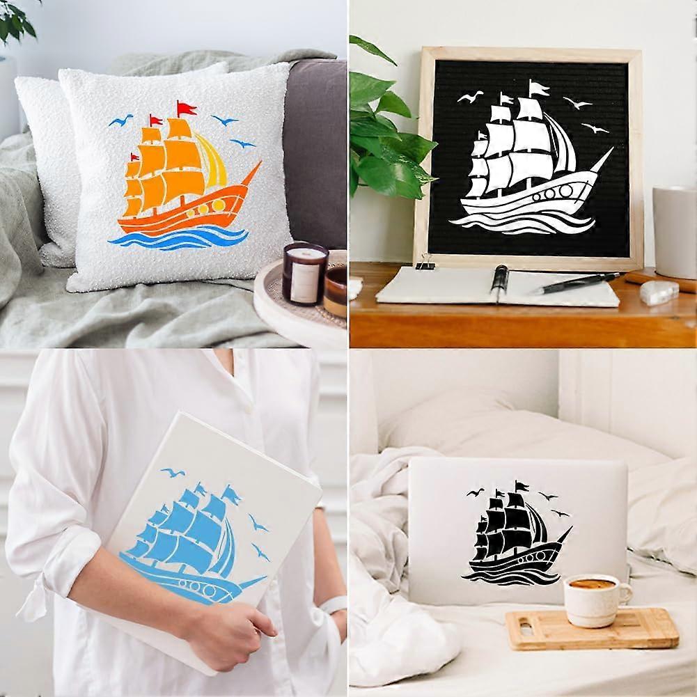 Sailboat Stencil 11.811.8inch Nautical Sailing Ship Stencil with Paint ...