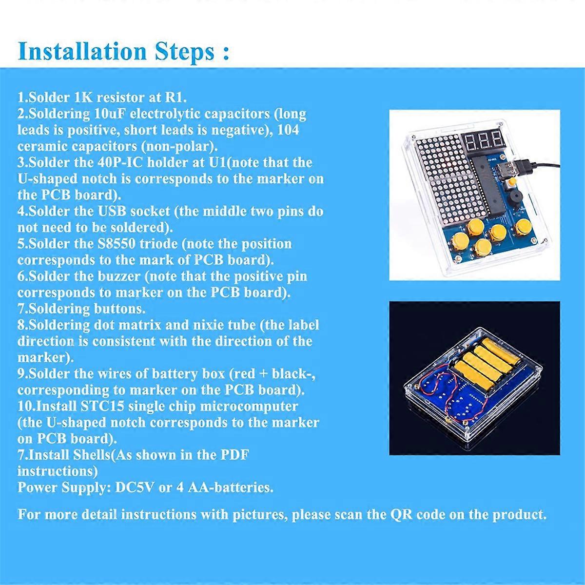 DIY Soldering Project Game Kit with 5 Retro Classic Games Soldering Electronic Kit for STEM ...