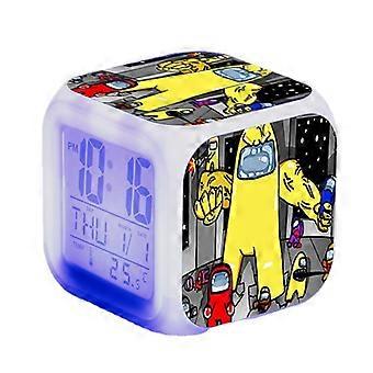 Among us, the four-sided colorful LED creative new small alarm clock ...