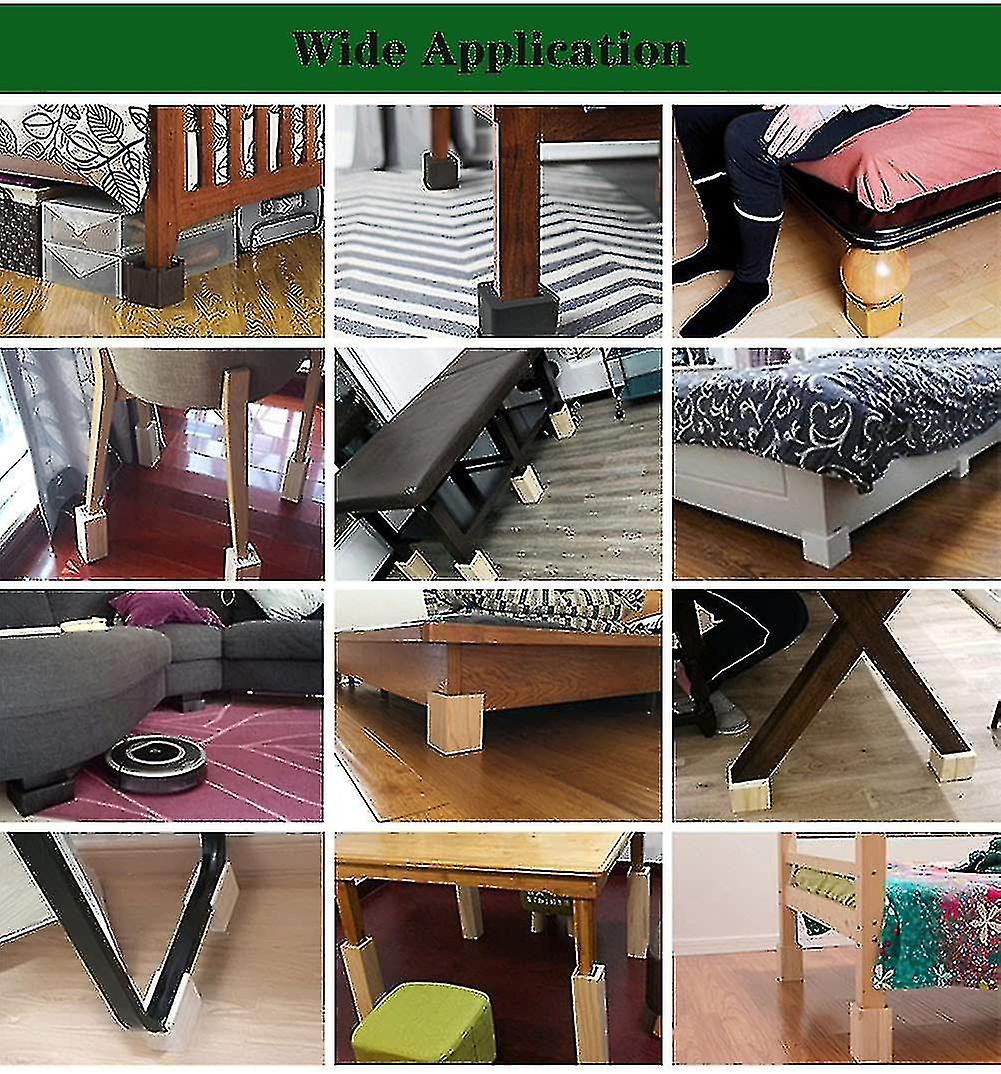 Set Of 4 Furniture Risers Wooden Furniture Risers, Desk Bed Riser ...