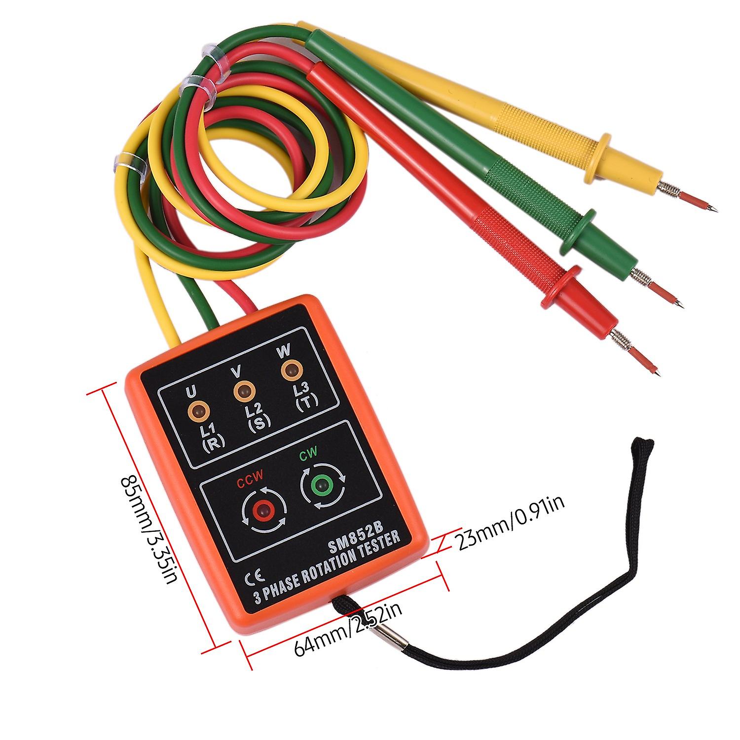 Phase Tester Portable 3 Phase Rotation Tester Phase-sequence Meter ...