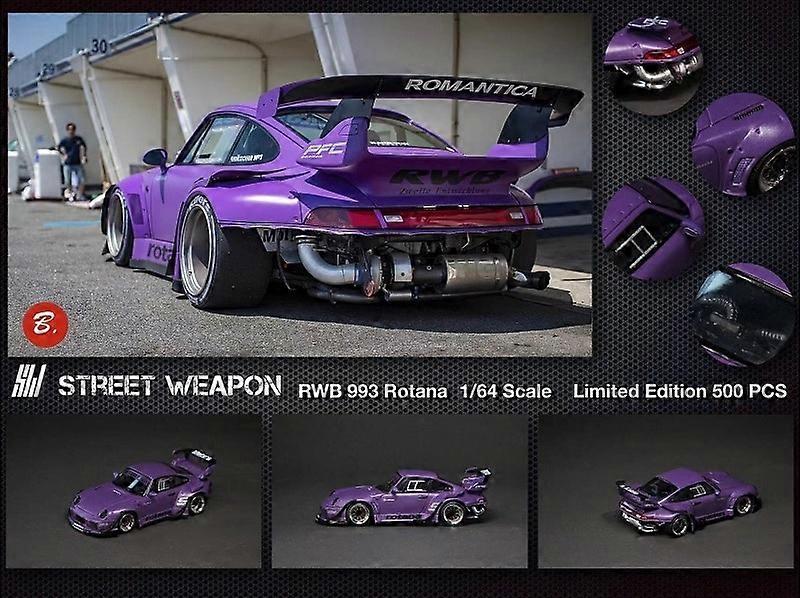 Street Weapon 1:64 RWB 993 Rotana GT wing / double wing Purple Diecast ...