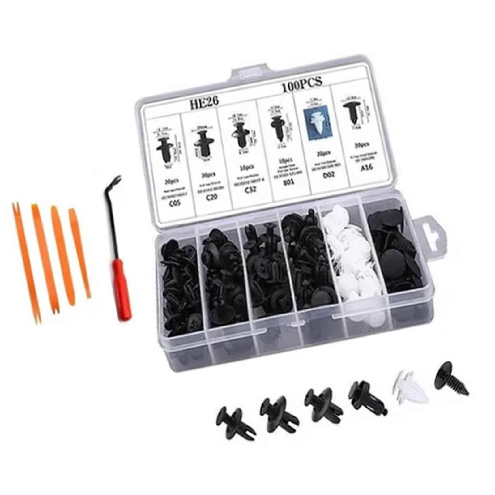 100 Pcs Bumper Retainer Clips With Fastener Remover Car Plastic Rivets ...