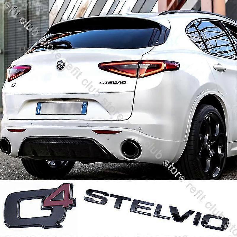 Black Q4 Stelvio Sticker Car Tail Logo Styling Emblem Stickers For Alfa ...