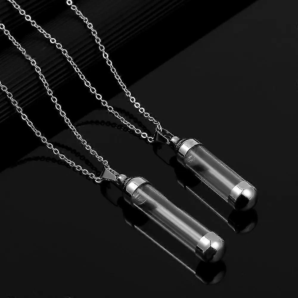 Clear Glass Vial Necklace Openable Screw Cap For Ash Sand Steel Chain ...