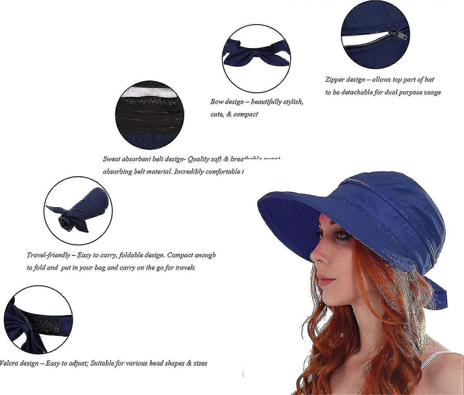 Hats For Women Upf 50+ Uv Sun Protective Convertible Beach Visor Hat ...