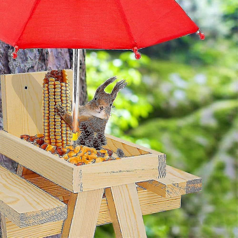 Squirrel Feeder Weatherproof Squirrel Picnic Table Wooden Squirrel ...