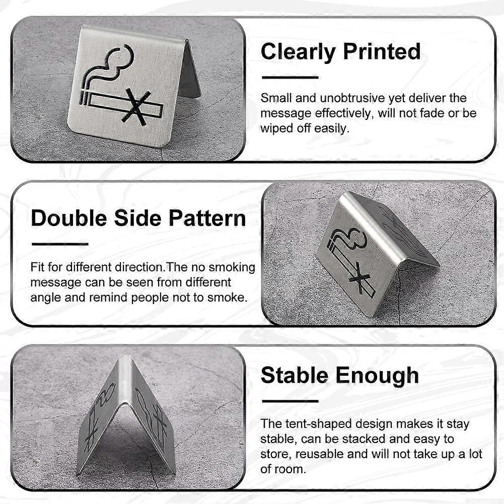 8 Pcs No Smoking Table Sign Stainless Steel Warning Sign No Smoking ...