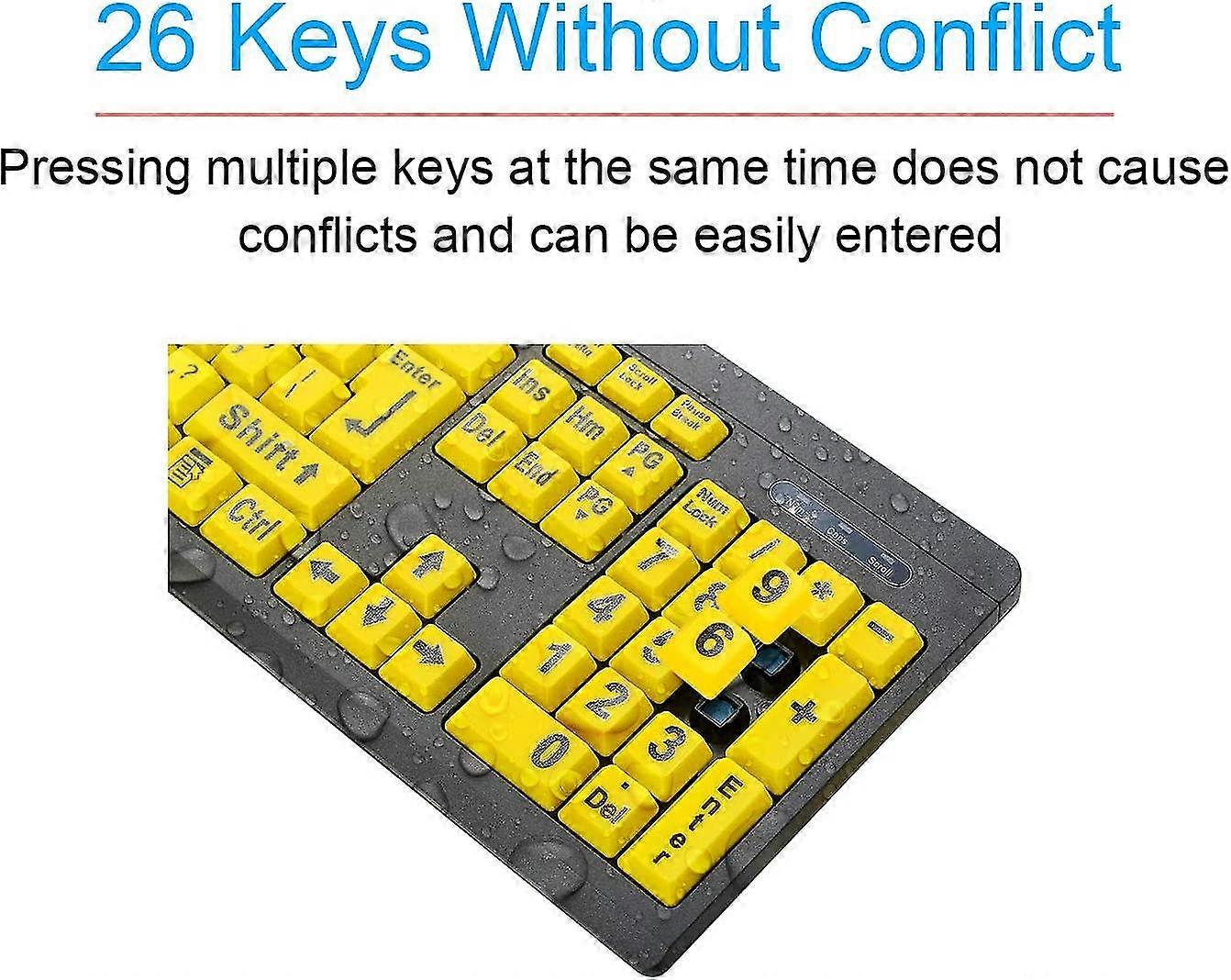 Large Print Computer Keyboard, Wired Usb High Contrast Keyboard With ...