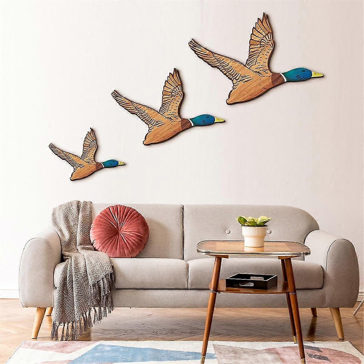3 Size Mallard Duck Wall Art Wooden Ducks Wall Decor Rustic Flying ...