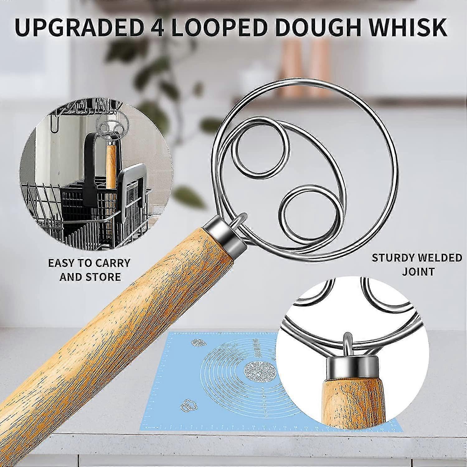 Danish Dough Whisk Stainless Steel Dough Whisk Dutch Style Bread Dough ...