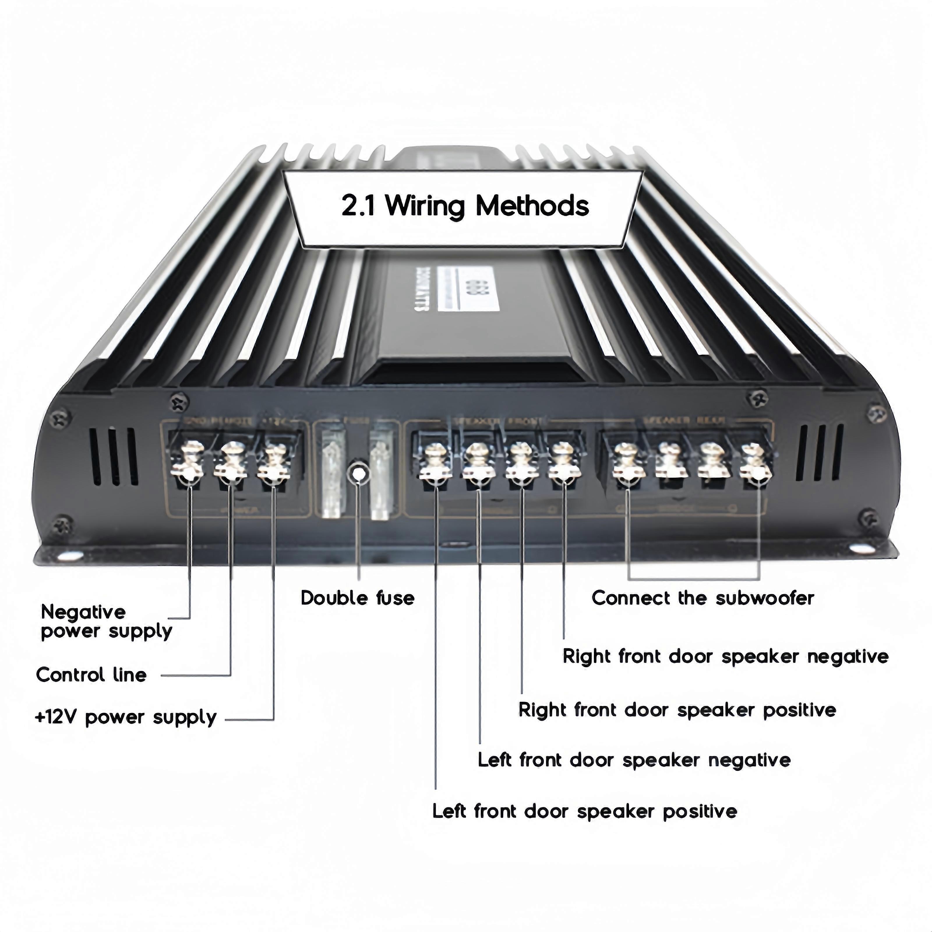 High Power 4-Channel AB Class Car Amplifier - 12V Vehicle Amp for ...