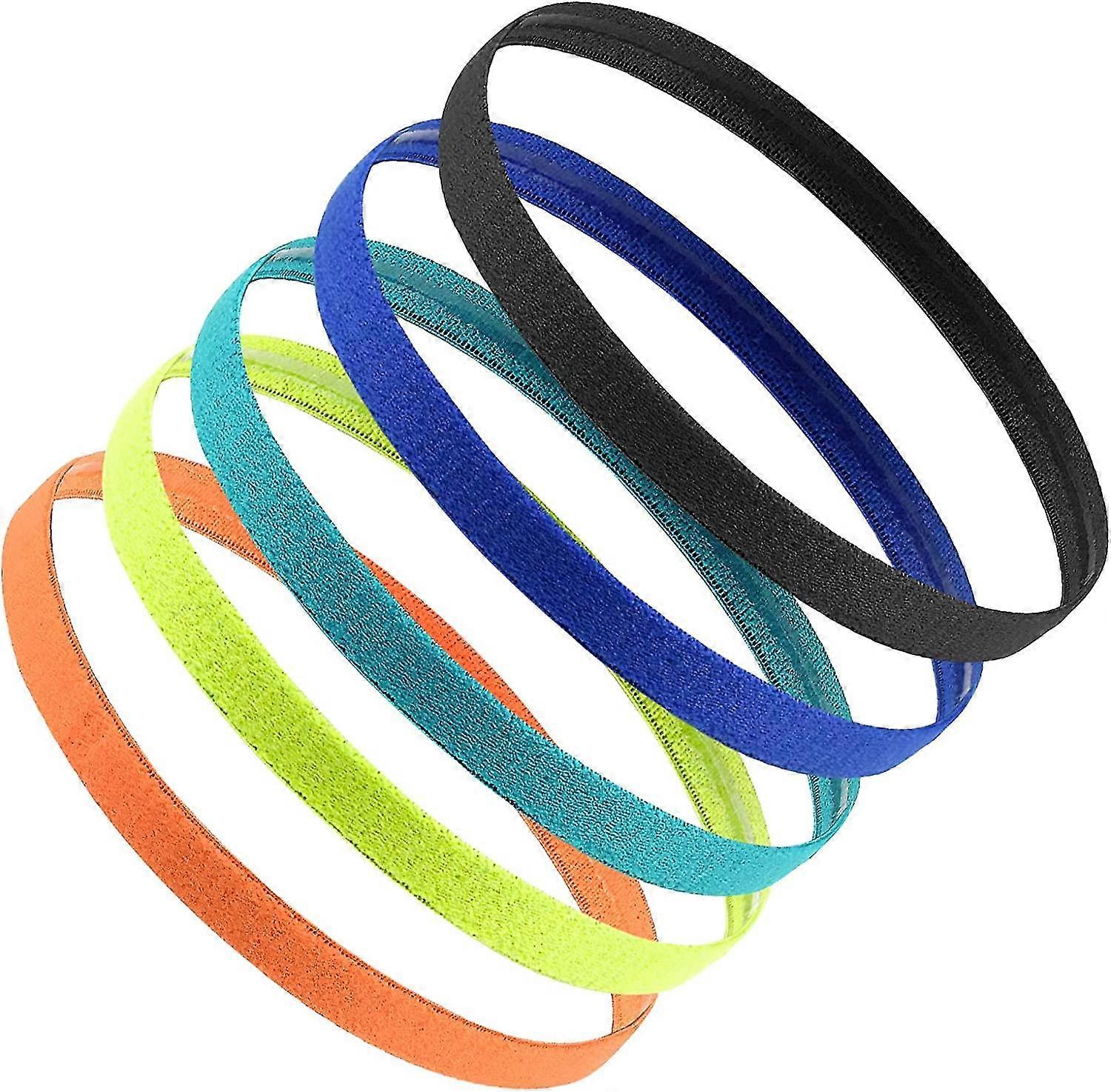 5 Pcs Sports Headband For Boys, Elastic Sports Hairbands Non Slip, Thin ...