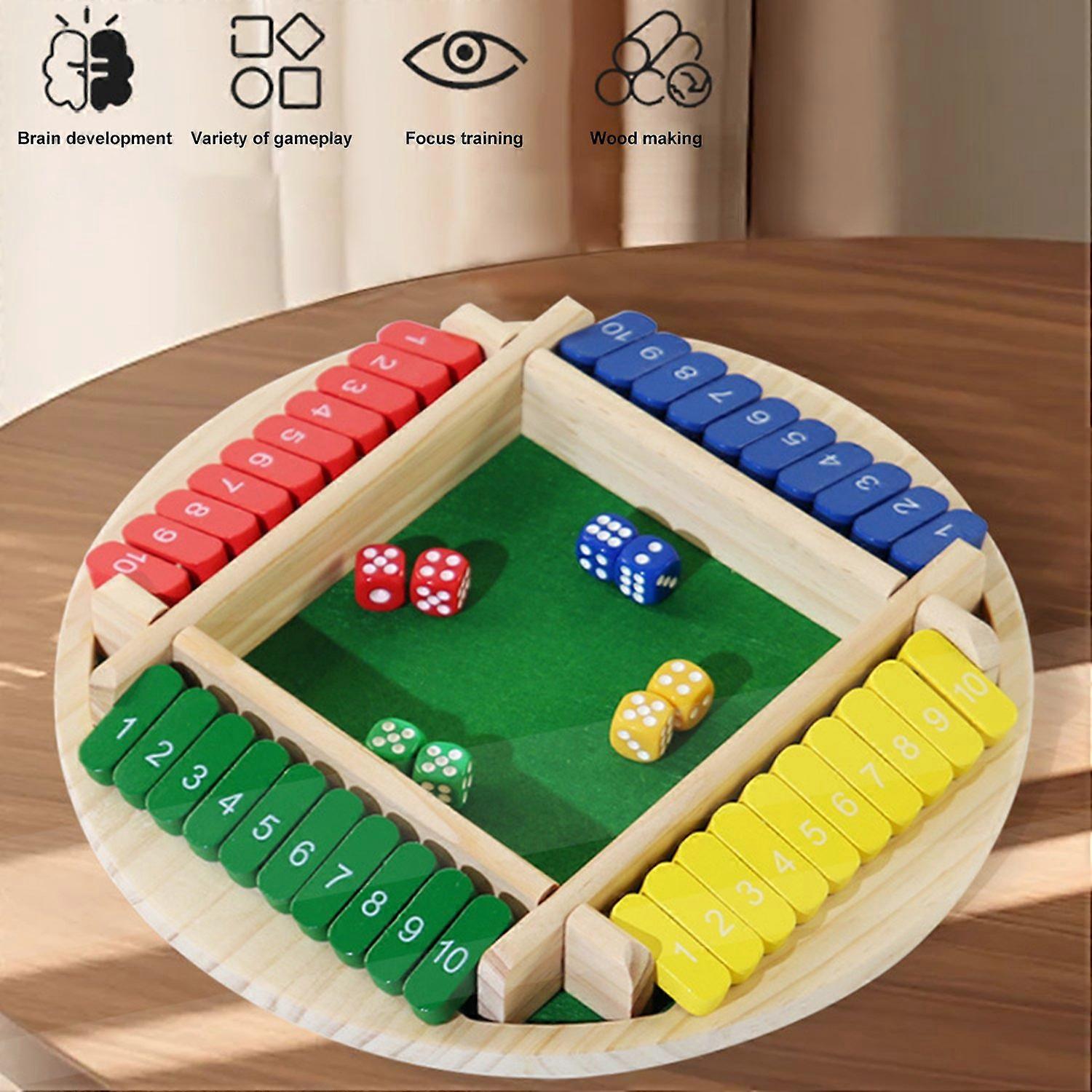 Shut The Box Board Game 4-Way Educational Math Number Dice Strategy ...