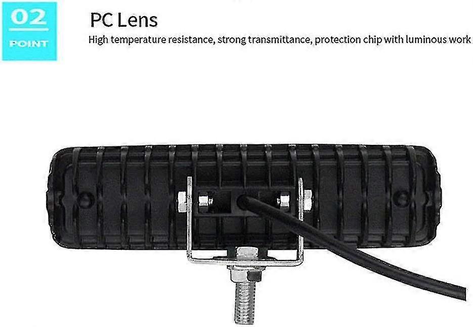 2 X 12v 24v Led Work Light 16 Led 48w Work Light, Ip67 Waterproof Depth ...