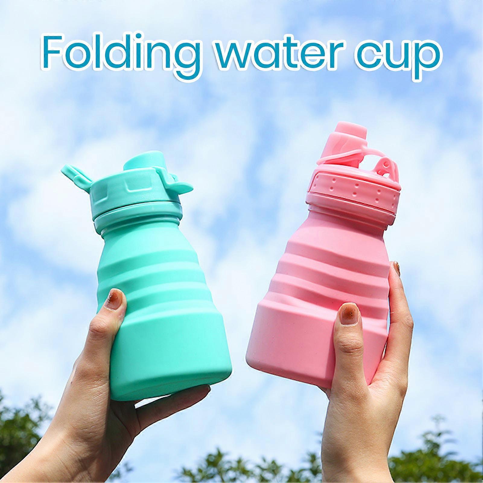 500ml Plastic Folding Cup with Lid Large Capacity Leak-proof Portable ...
