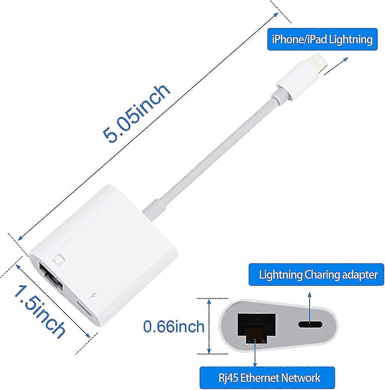 New,suitable Lightning To Ethernet Adapter, compatible 2 In 1 Ethernet ...
