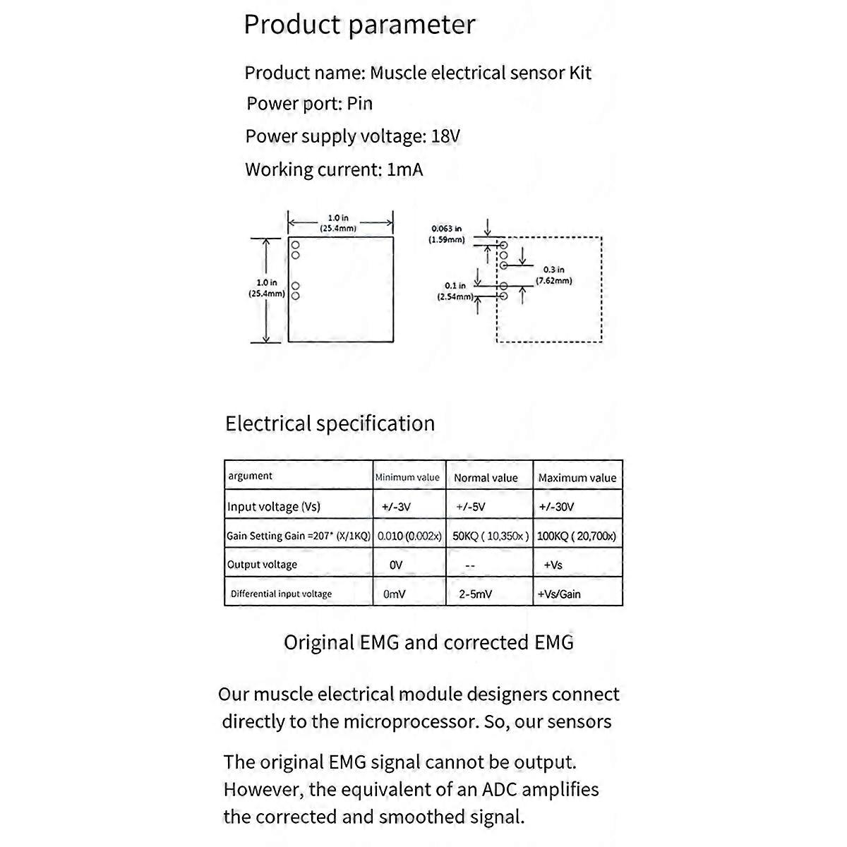Muscle Electrical Sensor Module EMG Signal Collection for Arduino ...
