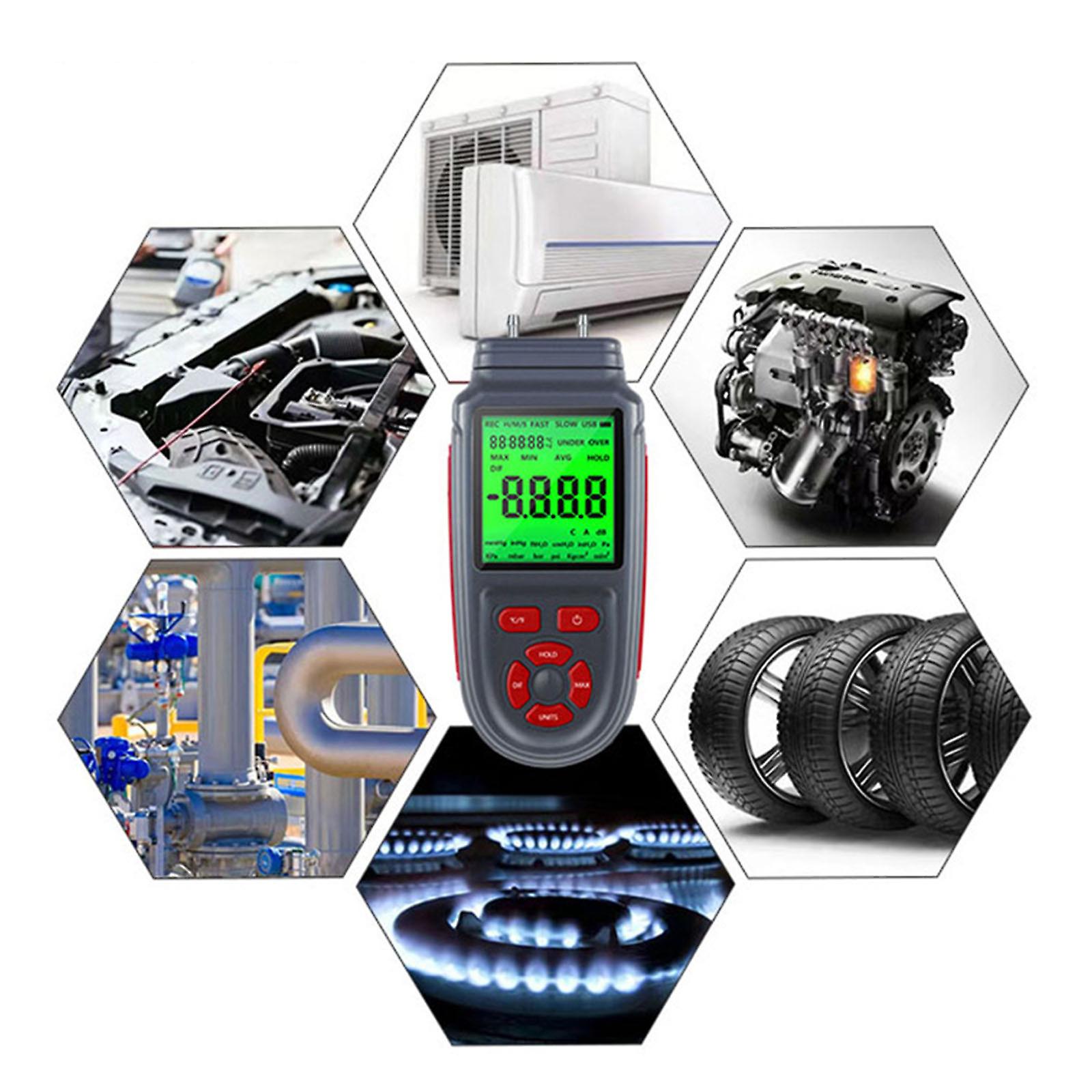 Digital Manometer Air Pressure Meter Gas Gauge Ventilation Ducts Hvac ...