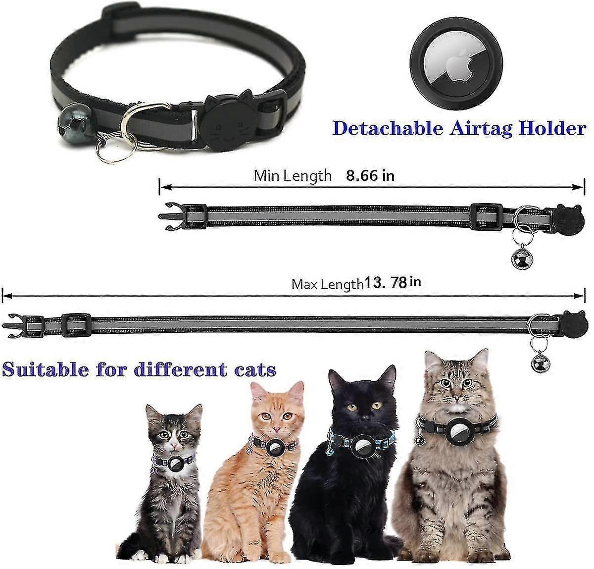 Collier airtag cat, collier airtag cat réfléchissant avec cloche et ...