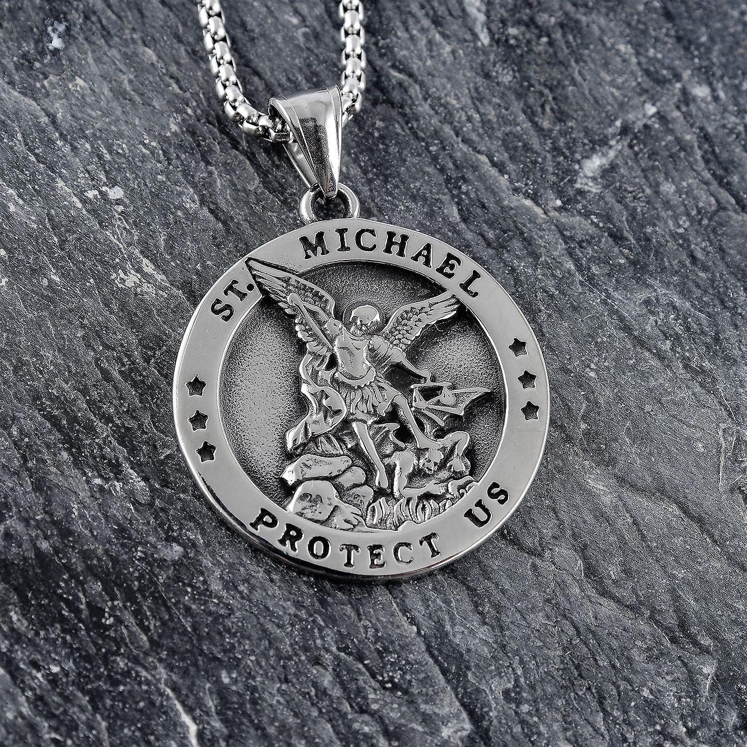 St Michael The Archangel Catholic Medal Stainless Steel Amulet Pendant ...